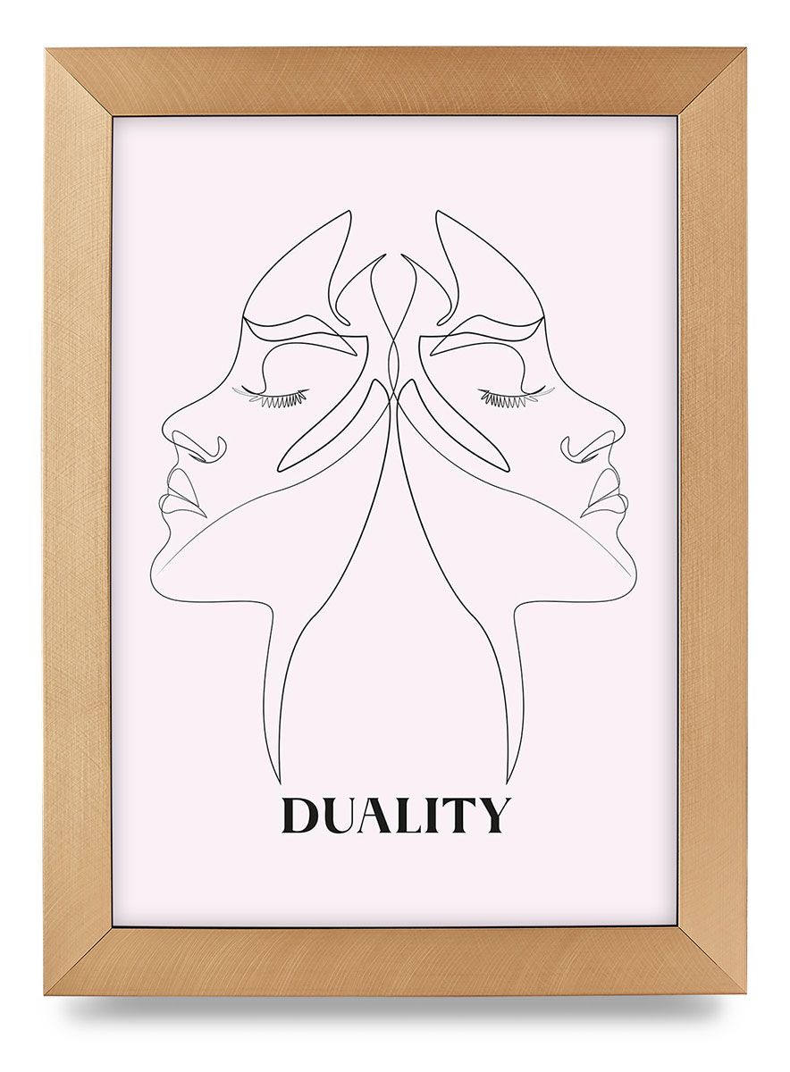 Duality Line Drawing Black White Printed Poster