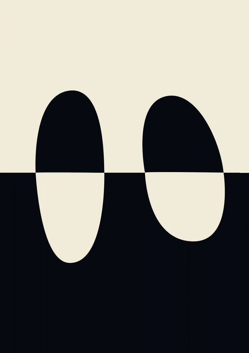 Abstract Split Shape Monochrome Three Art For Living Room Walls And