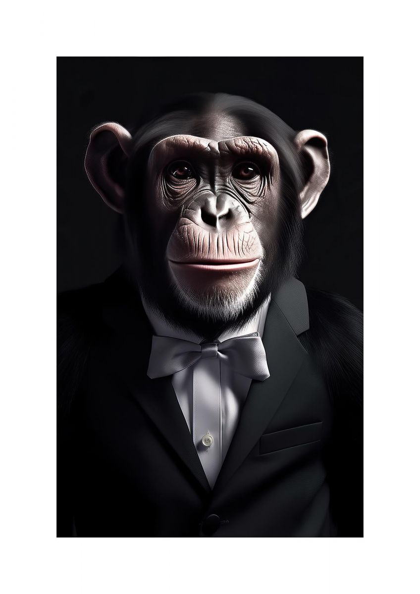 Chimpanzee Suit Portrait - Classy Animal Art Print
