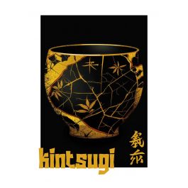 Golden Kintsugi in Kanji Repair Art | Lithobee